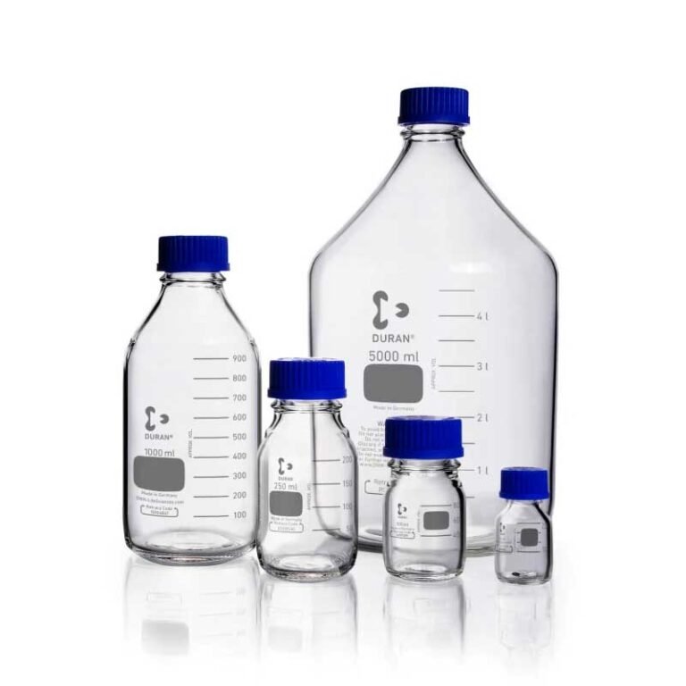 Frasco Químico de Vidrio Graduado Transparente Tapa Azul Calidad A ...